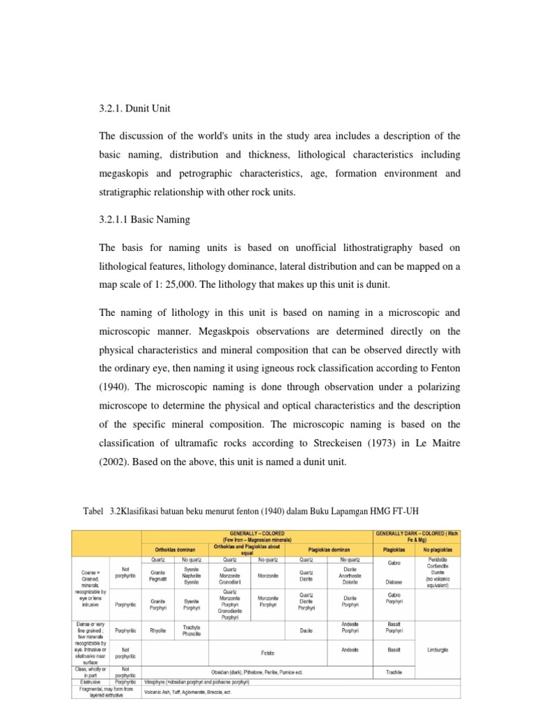 Tabel 3.2klasifikasi Batuan Beku Menurut Fenton (1940) Dalam Buku ...