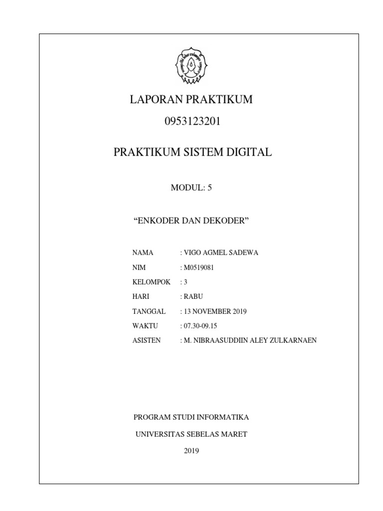 Laporan Praktikum Enkoder Dekoder | PDF