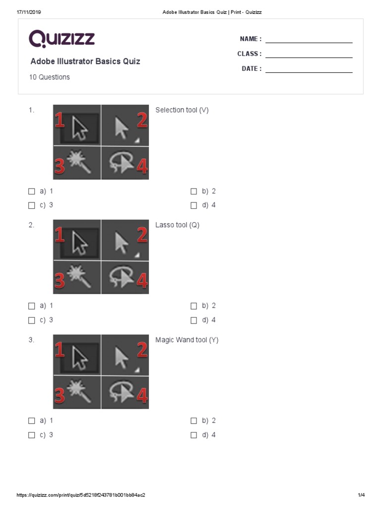 Adobe Illustrator Basics Quiz: 10 Questions | PDF | Adobe Photoshop ...