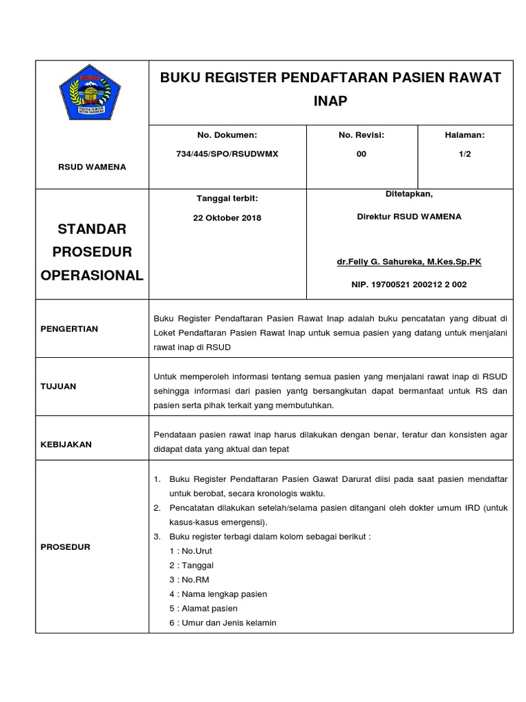 Sop Rm-Register Pendaftaran PX Ri | PDF