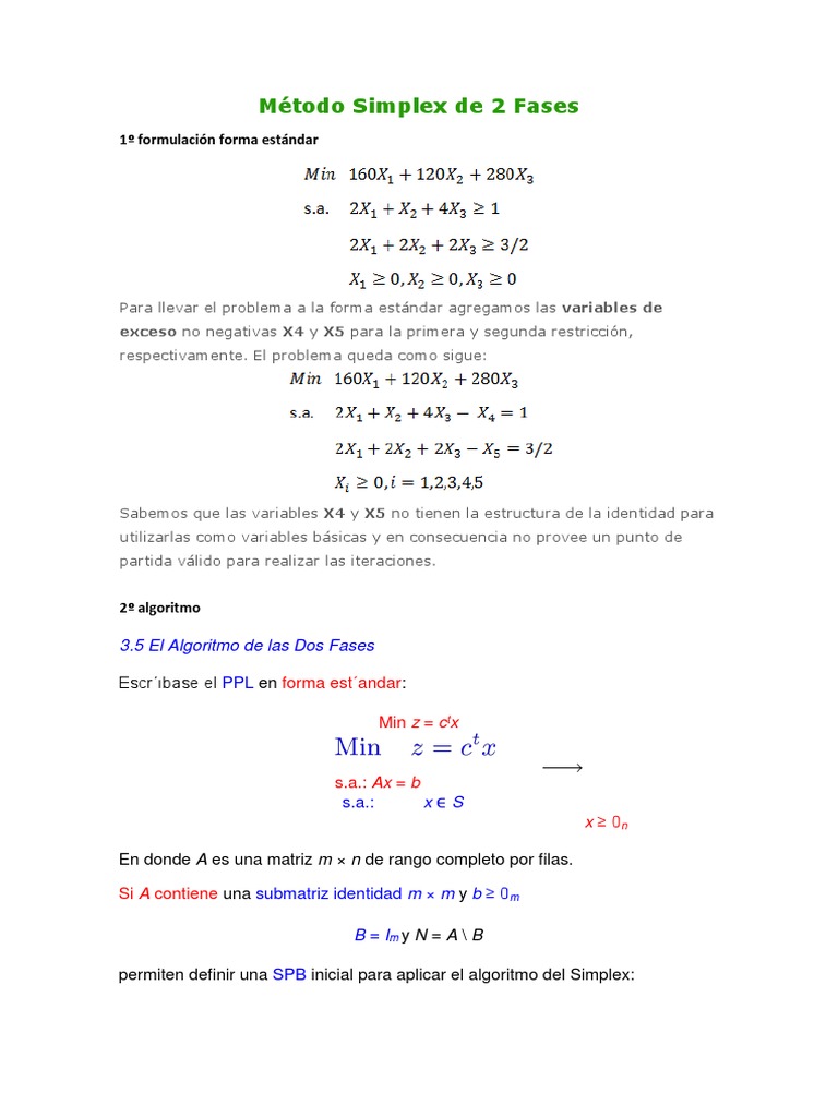 Método Simplex de 2 Fases | PDF | Programación lineal | Análisis