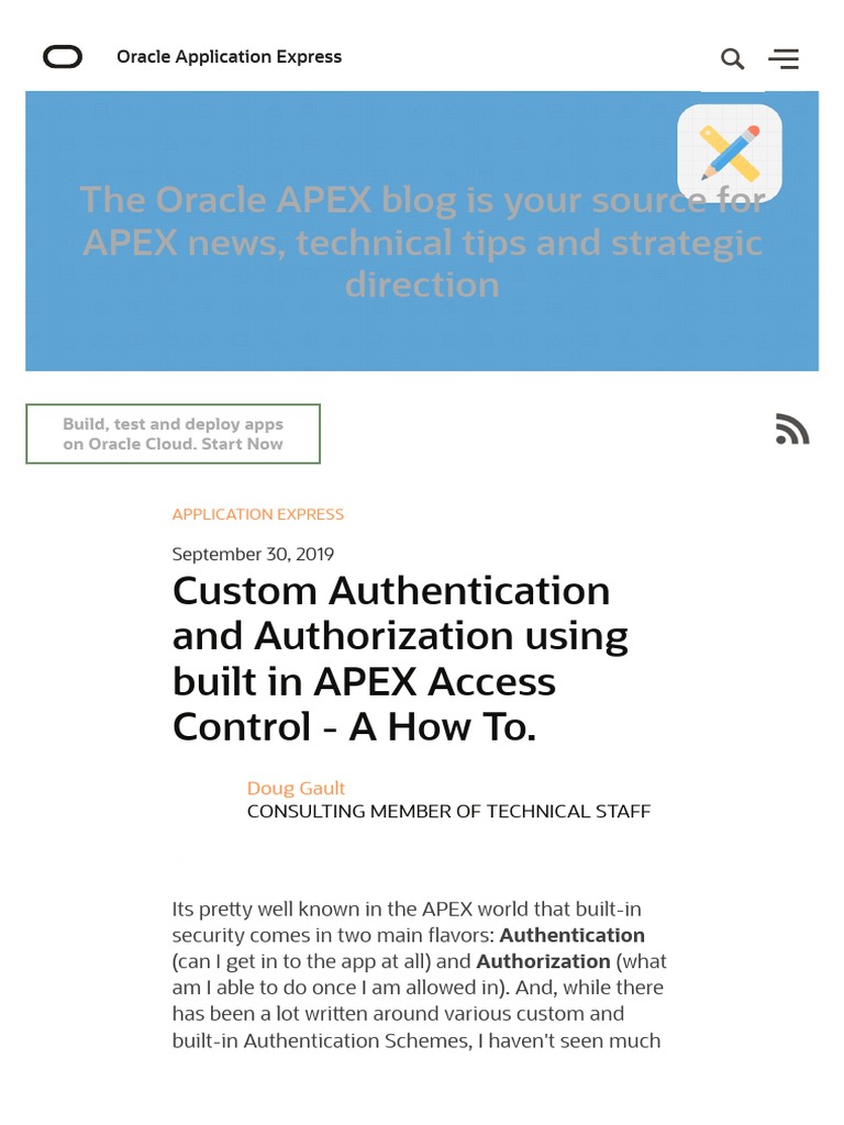 Custom Authentication and Authorization Using Built in APEX Access ...
