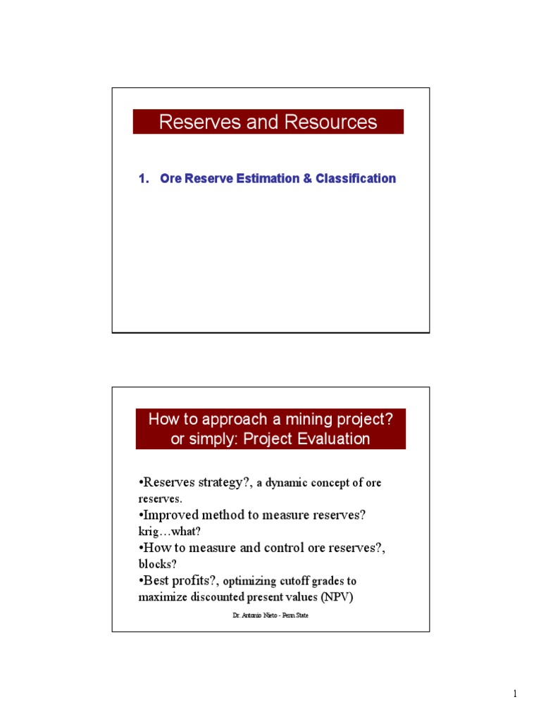 Ore Reserve Est - Classification-Nieto | PDF | Teaching Mathematics ...