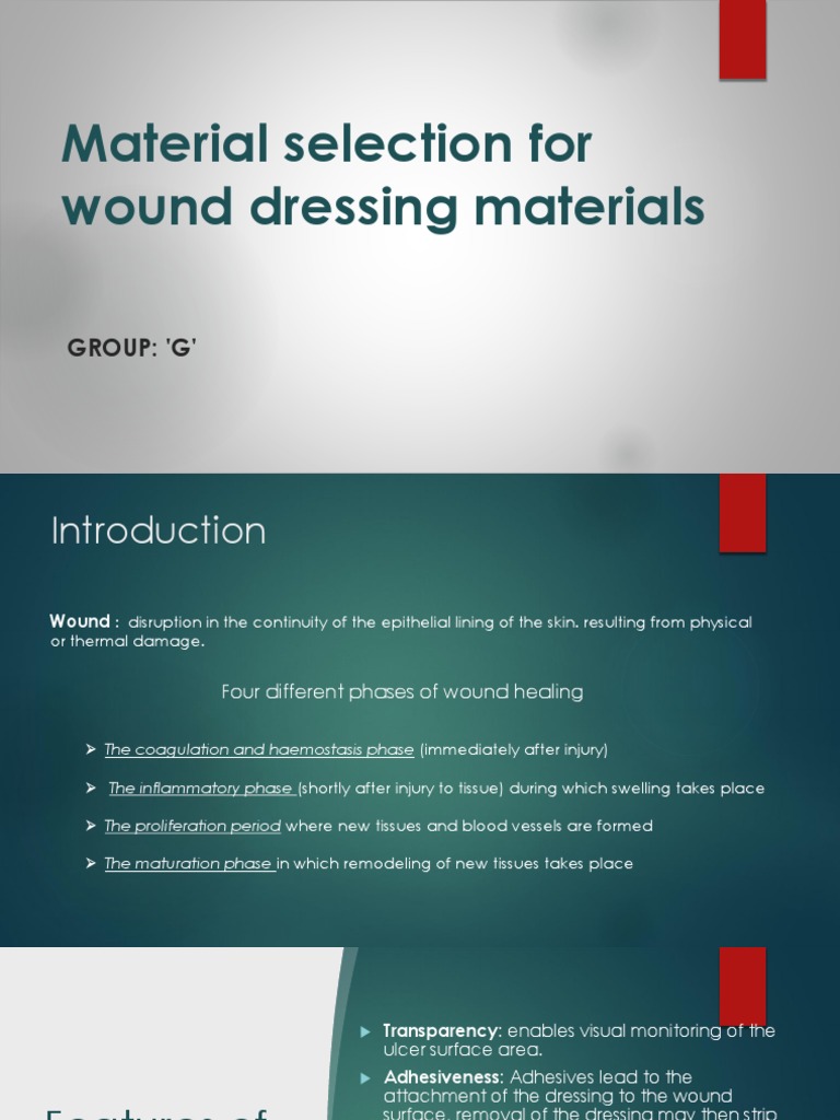 Selection For Dressing Materials | PDF | Chemistry | Materials