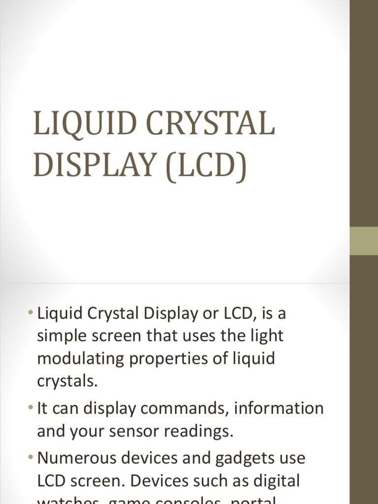 Liquid Crystal Display (LCD) | PDF | Cursor (User Interface) | Liquid Crystal Display