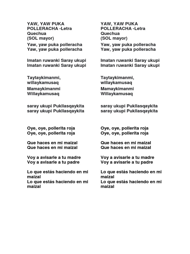 Cancion en Quechua | PDF