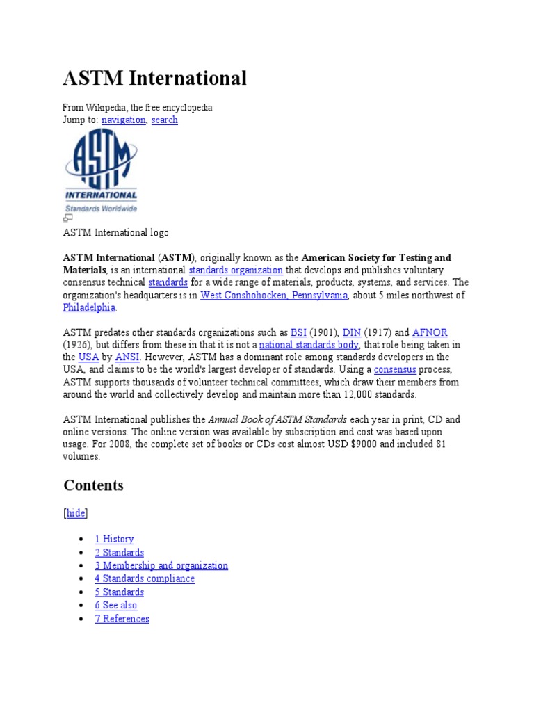 ASTM International: From Wikipedia, The Free Encyclopedia | PDF