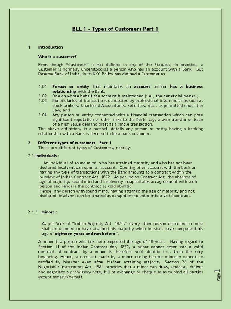 Bank Customer Types and Definitions | PDF | Legal Guardian | Partnership