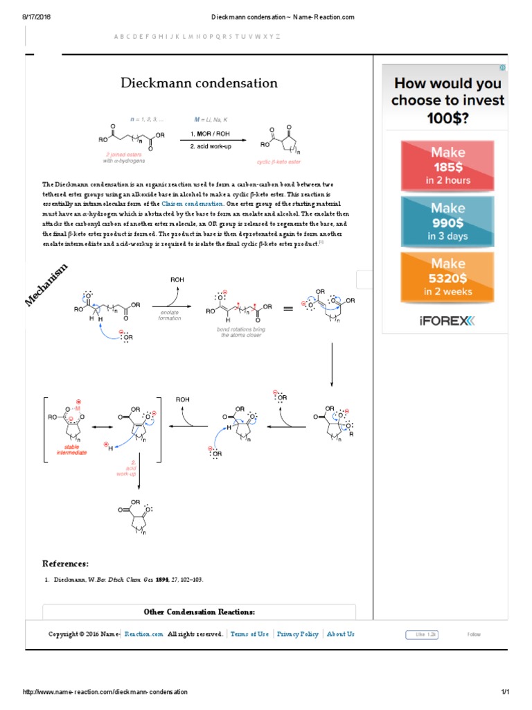 Dieckmann Condensation - Name-Reaction | PDF