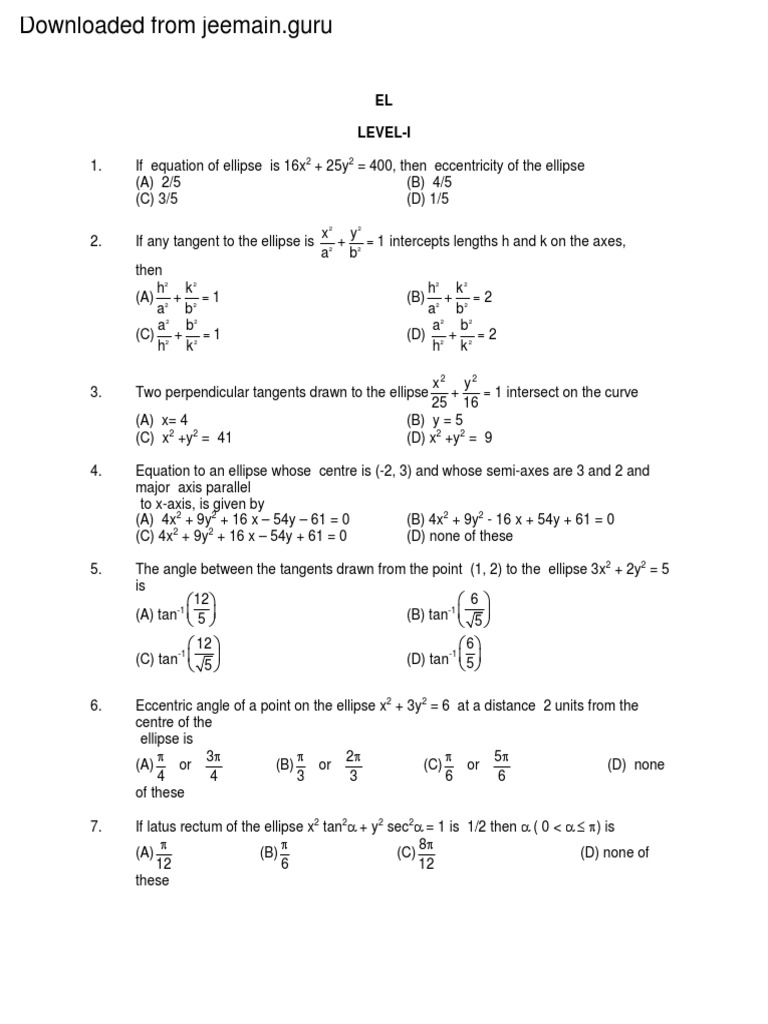 Ellipse-Jeemain Guru PDF | PDF | Ellipse | Manifold