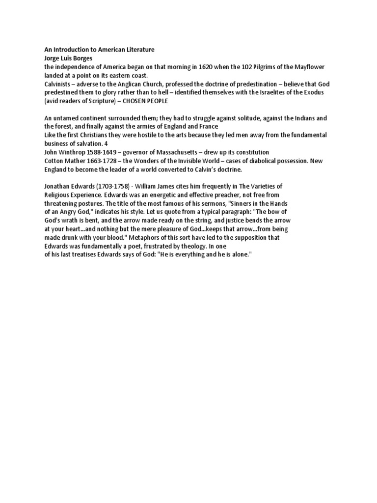 Borges - An Introduction To American Literature - Notes | PDF