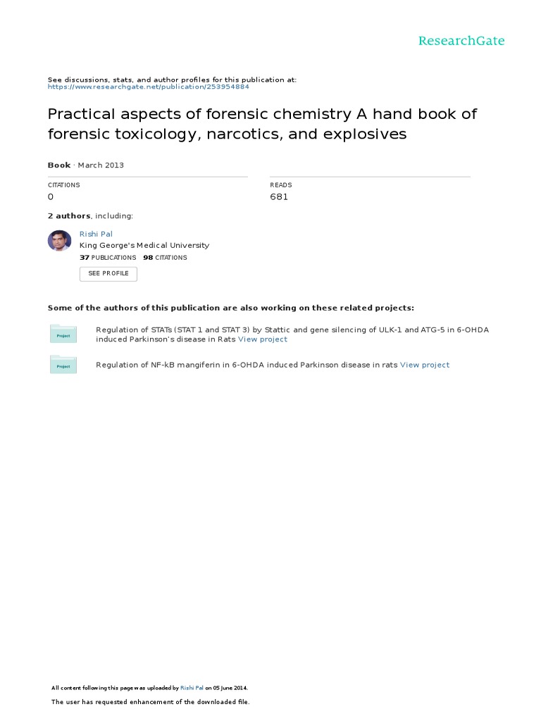 Practical Aspects of Forensic Chemistry A Hand Book of Forensic ...