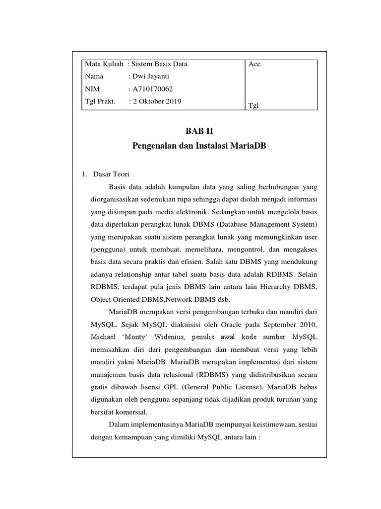 Instalasi dan Penggunaan MariaDB | PDF