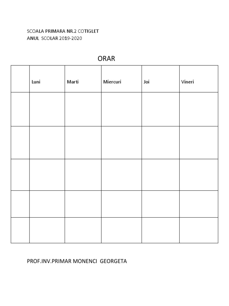 Tabel Orar | PDF