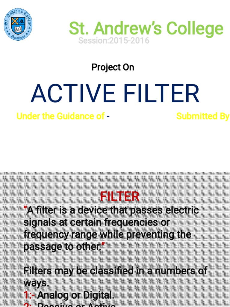 Active Filter | PDF | Electronic Filter | Low Pass Filter