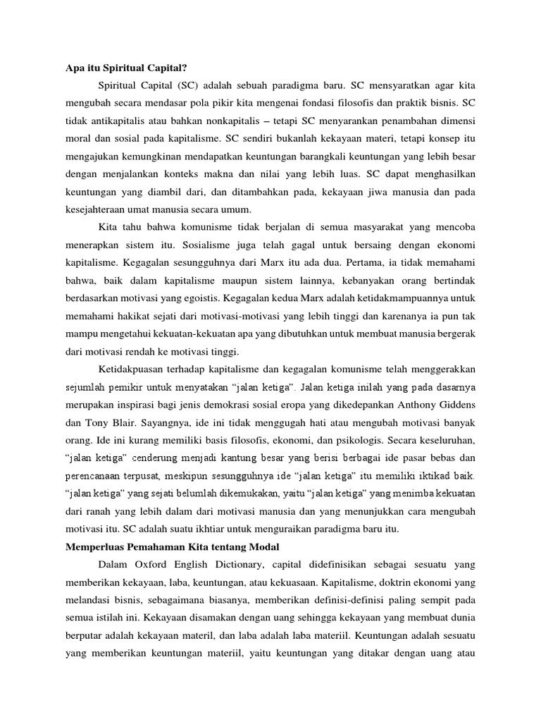 Memahami Konsep Spiritual Capital | PDF | Karier & Perkembangan | Bisnis