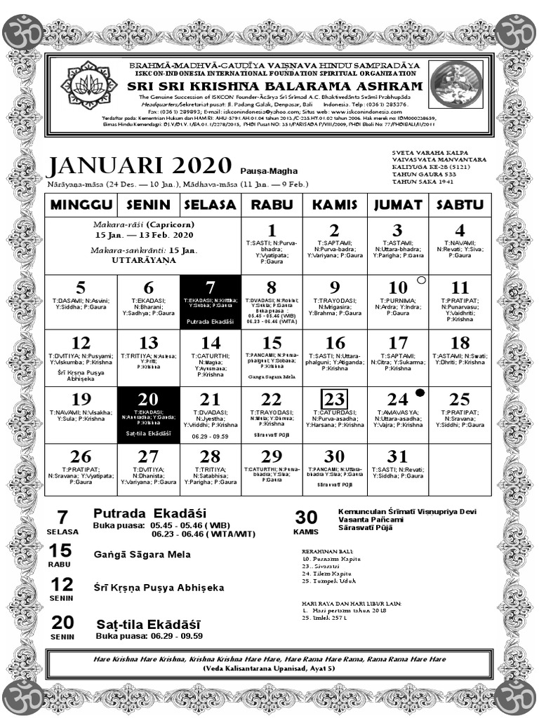 Calendar 2020 - Indonesia | PDF