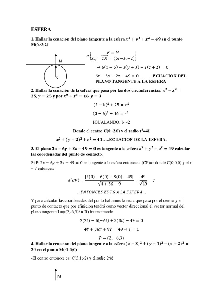 Ecuaciones de Esfera y Planos Tangentes | PDF | Esfera | Elipse