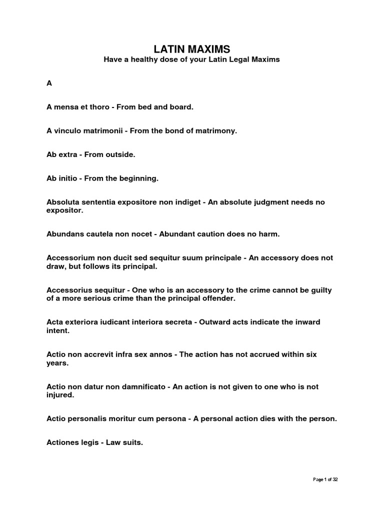 Latin Maxims | PDF | Burden Of Proof (Law) | Precedent
