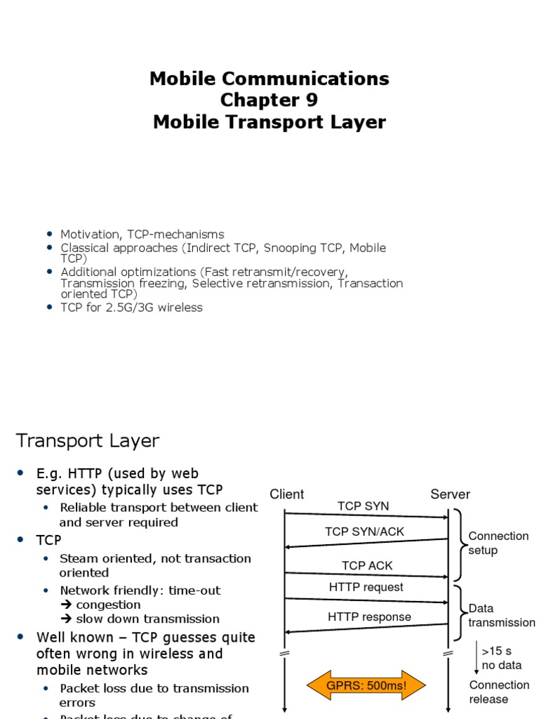 Mobile Communications Mobile Transport Layer | PDF | Transmission Control Protocol | Network ...