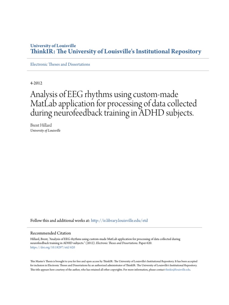 Analysis of EEG Rhythms Using Custom-Made MatLab Application For | PDF ...