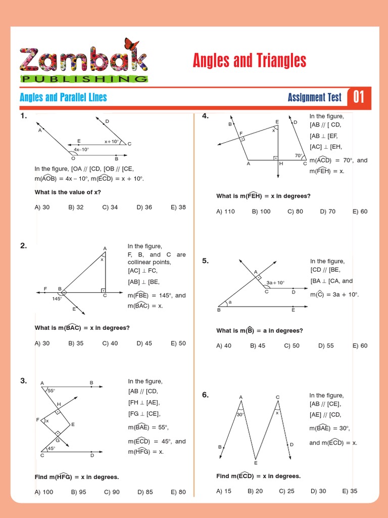 Angles and Triangles Assignment Test 2010 | PDF | Triangle | Angle