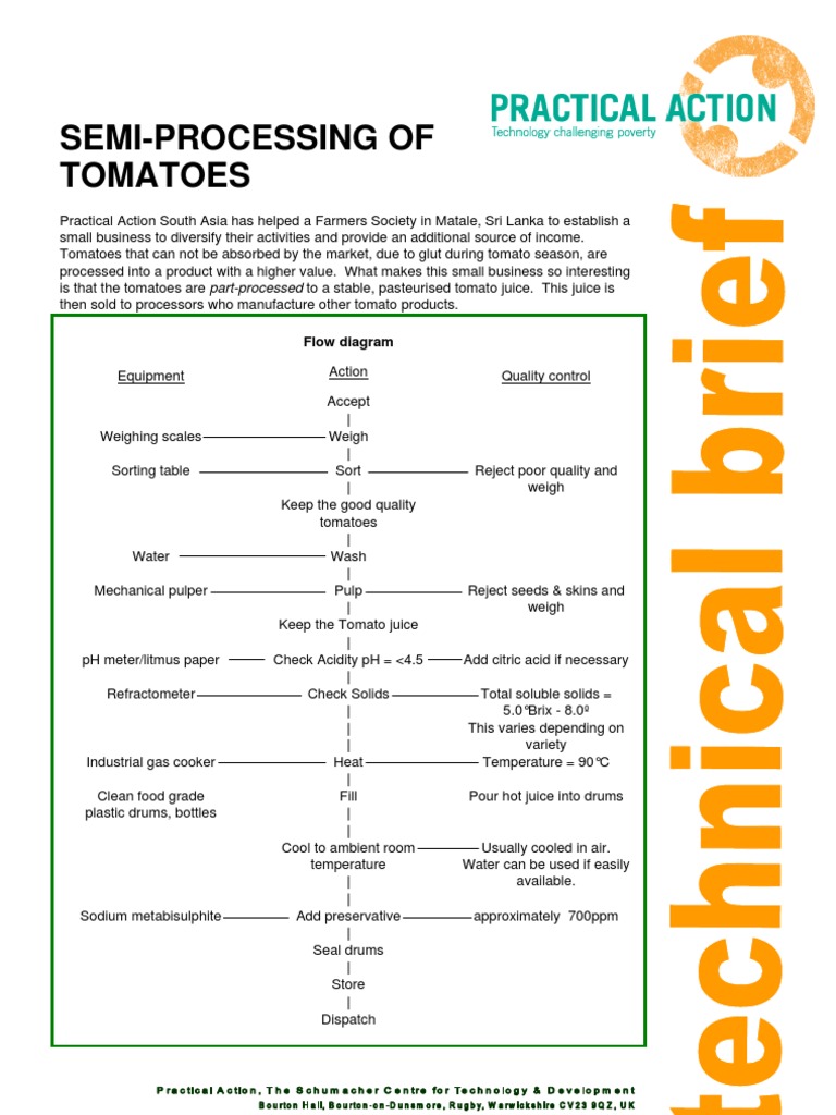 SEMI-PROCESSING OF TOMATOES INTO JUICE | PDF | Tomato | Juice