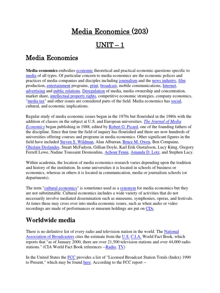 Media Economics | PDF | Advertising | Promotion And Marketing ...