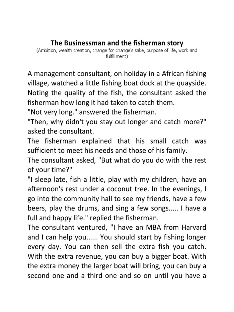 The Businessman and The Fisherman Story | PDF | Mahatma Gandhi ...