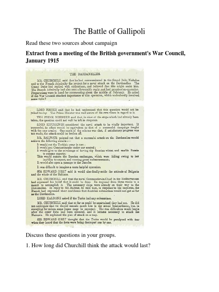 Gallipoli Primary Sources | PDF | History