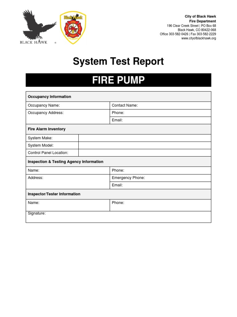 System Test Report - Fire Pump | PDF | Fire Safety | Pump