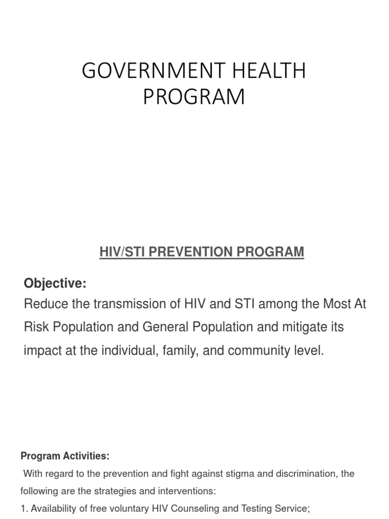 Government Health Program | PDF | Hiv/Aids | Sexually Transmitted Infection