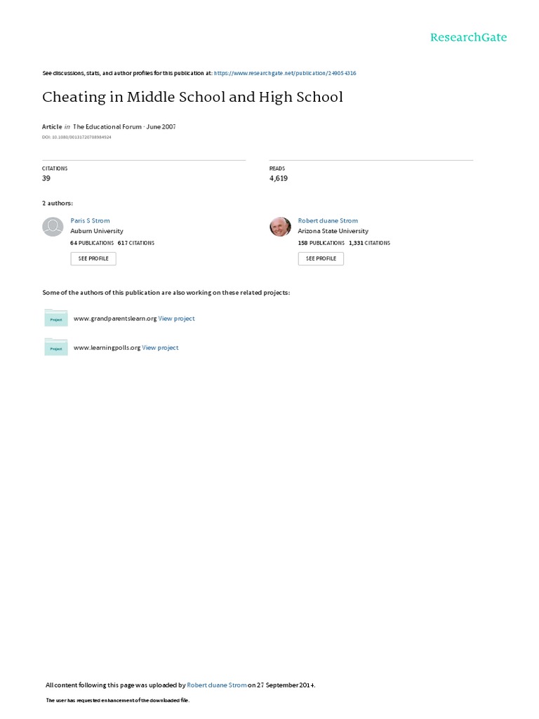Cheating in Middle School | PDF | Plagiarism | Test (Assessment)