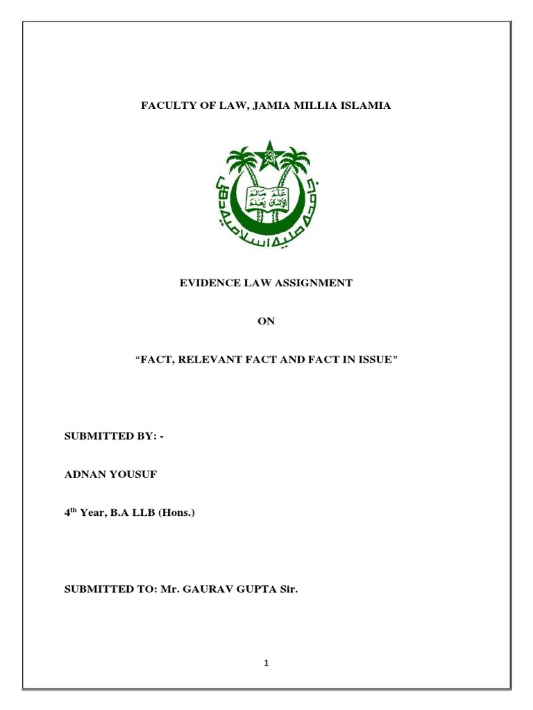 Evidence Fact Issue | PDF | Relevance (Law) | Evidence