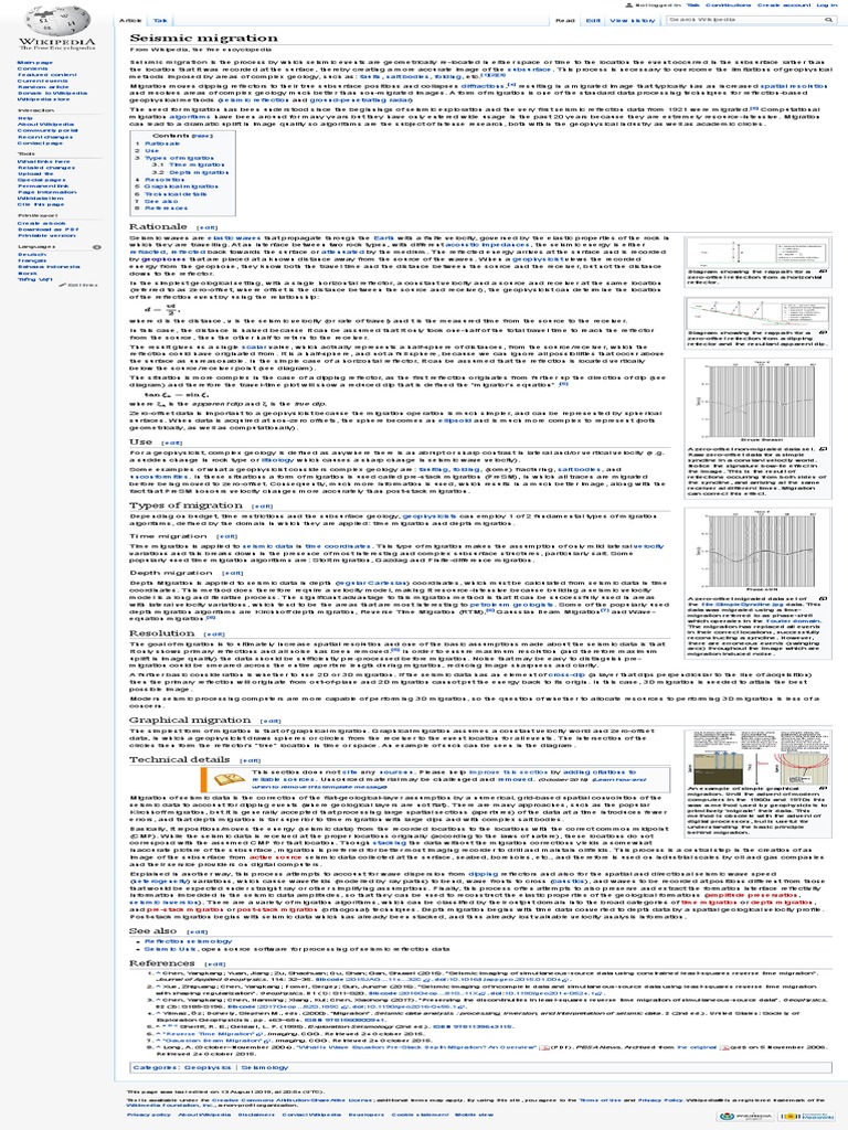 Seismic Migration - Wikipedia | PDF | Geophysics | Geology