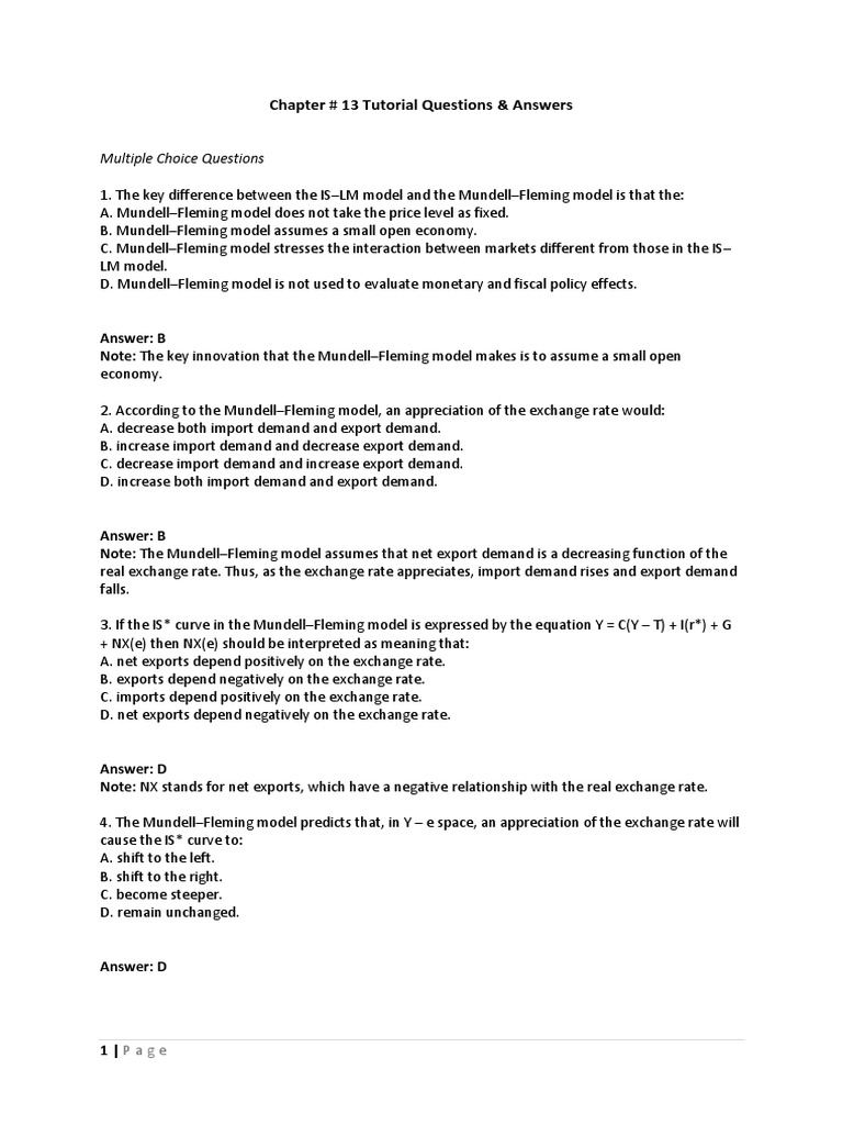 Chapter - 13 Tutorial Questions Answers | PDF | Monetary Policy | Fixed ...