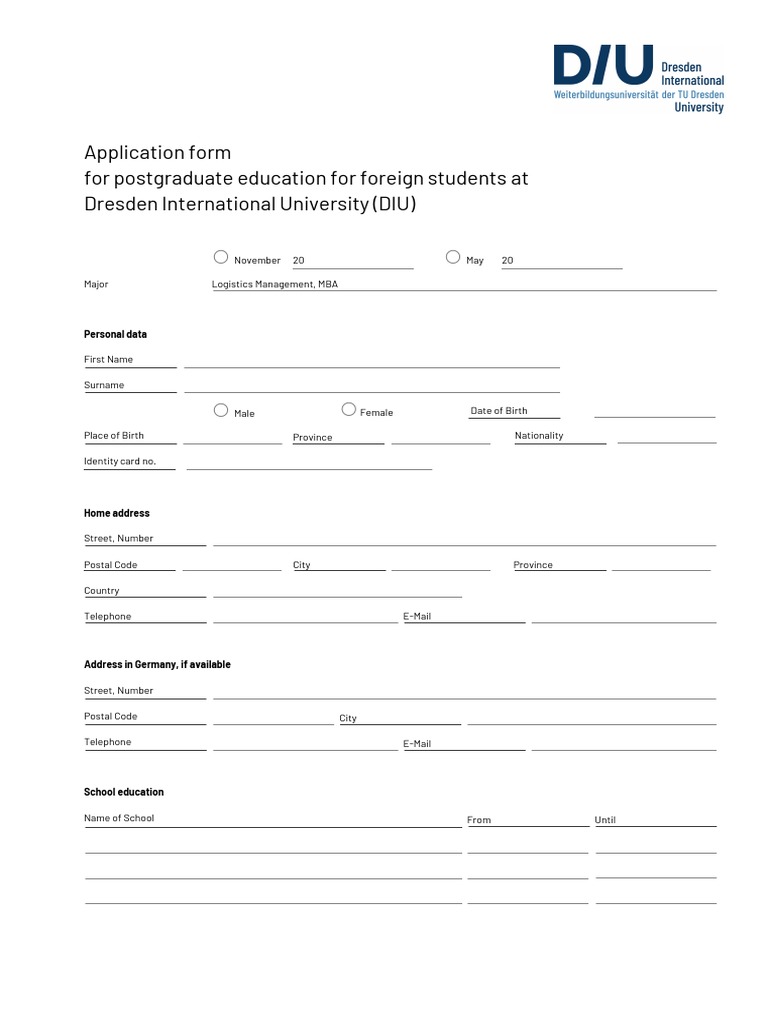 Application Form For Postgraduate Education For Foreign Students at ...