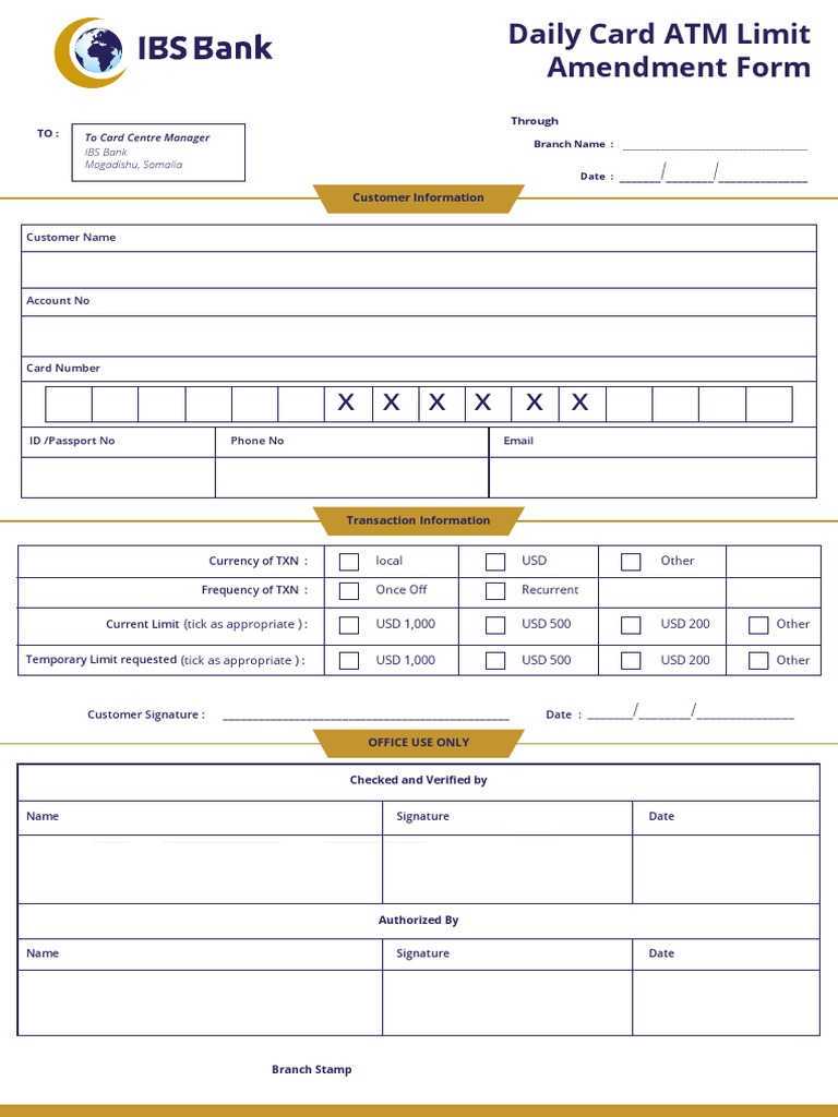 Limit Ammendment Form | PDF