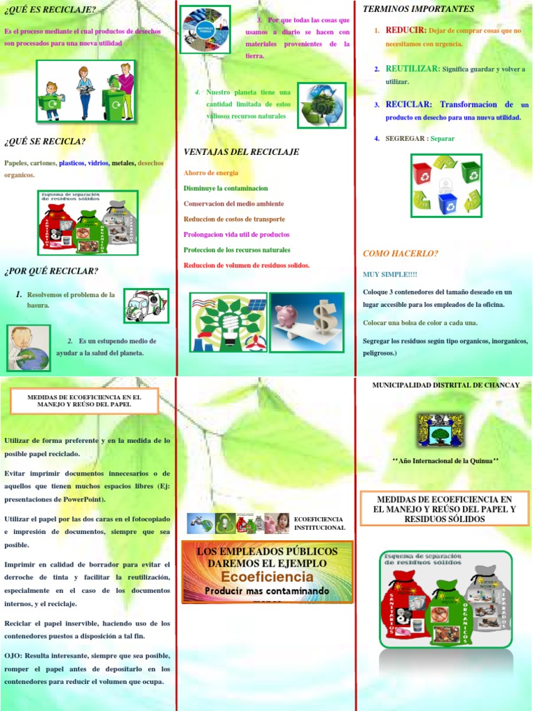 Triptico de Reciclaje1 | PDF | Reciclaje | Residuos