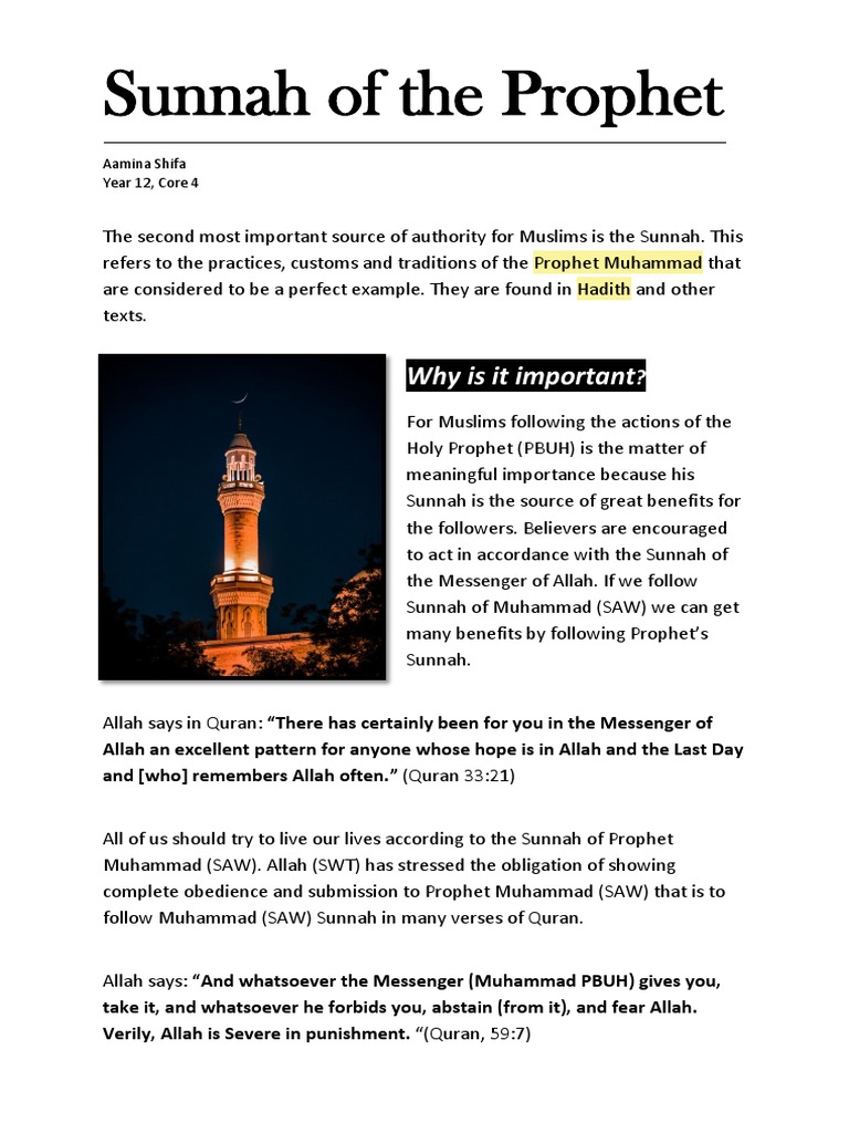 Sunnah of The Prophet: Why Is It Important | PDF | Hadith | Muhammad
