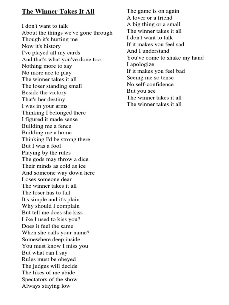 The Winner Takes It All Testo | PDF