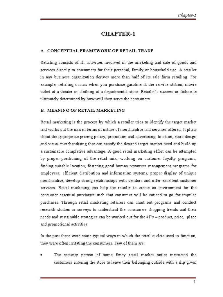 Chapter-1: A. Conceptual Framework of Retail Trade | PDF | Shopping ...