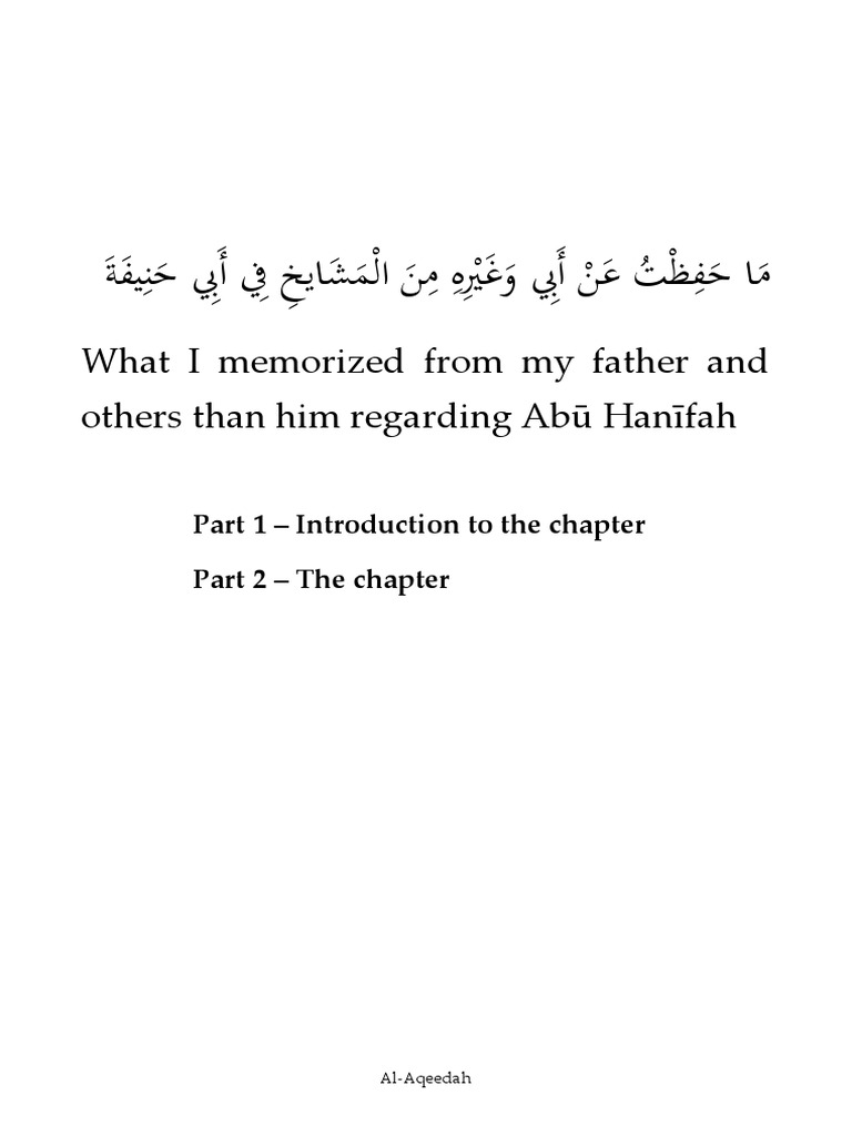 7 What I Memorized From My Father | PDF | Hadith | Islamic Theology