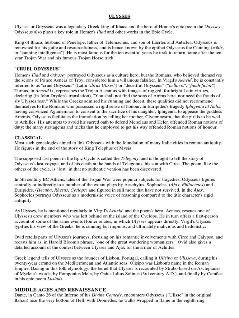 "Cruel Odysseus": Ulysses | PDF | Odysseus | Trojan War Literature