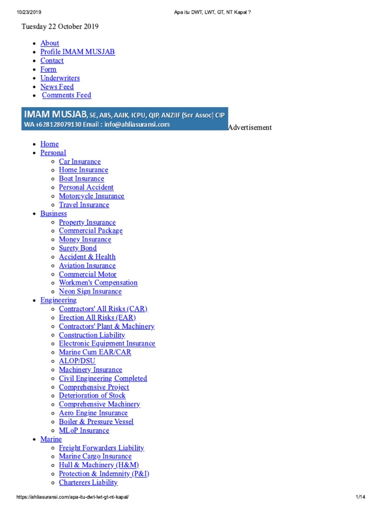 Catatanku Beda DWT Dan GT Kapal | PDF