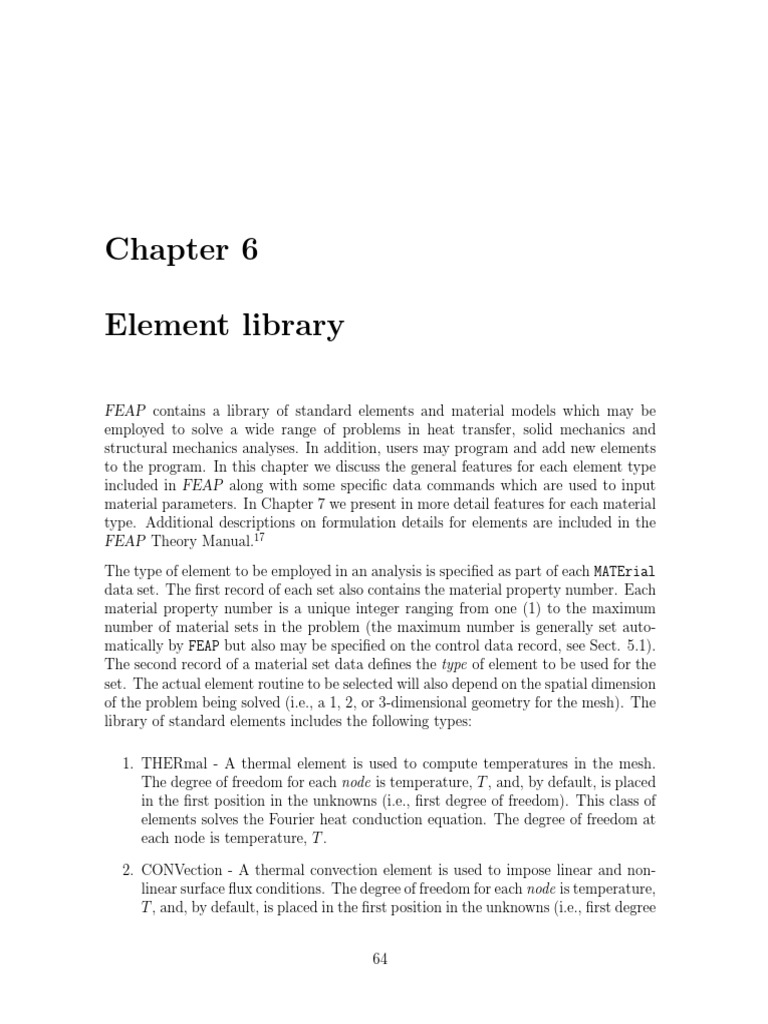 Feap Element Library | PDF | Deformation (Mechanics) | Stress (Mechanics)