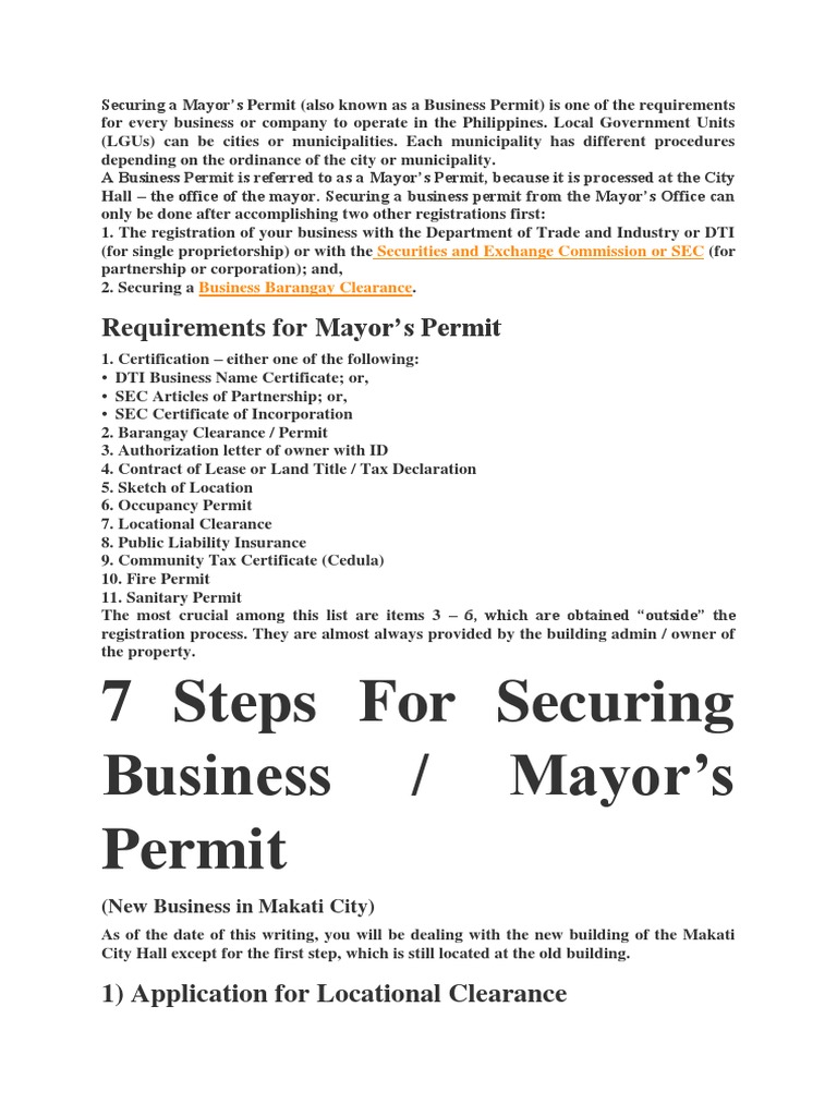 Mayors Permit | PDF | Corporations | U.S. Securities And Exchange ...