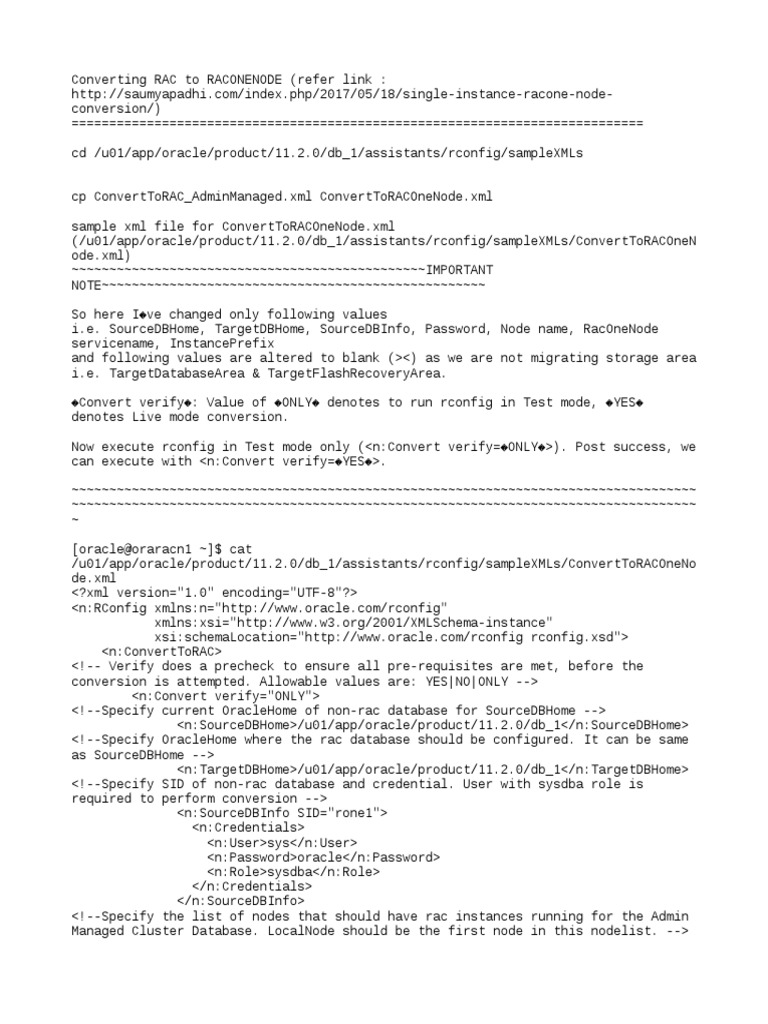 Converting RAC To RACONENODE Using Rconfig | PDF | Databases | Areas Of Computer Science