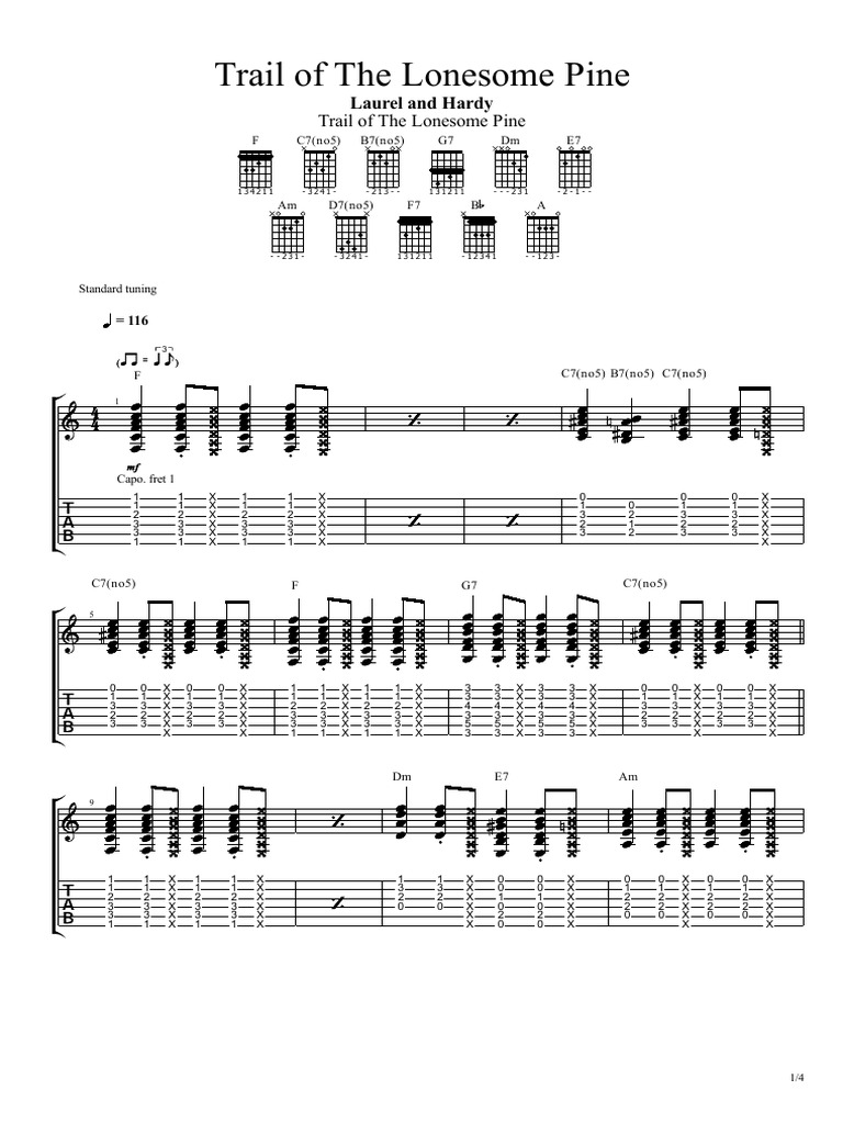 Trail of The Lonesome Pine - Tab & Score | PDF | String Instruments ...