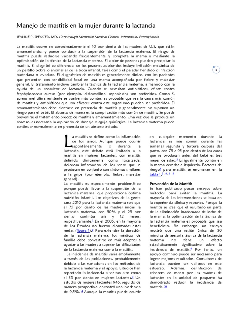 Manejo de Mastitis en La Mujer Durante La Lactancia | PDF ...